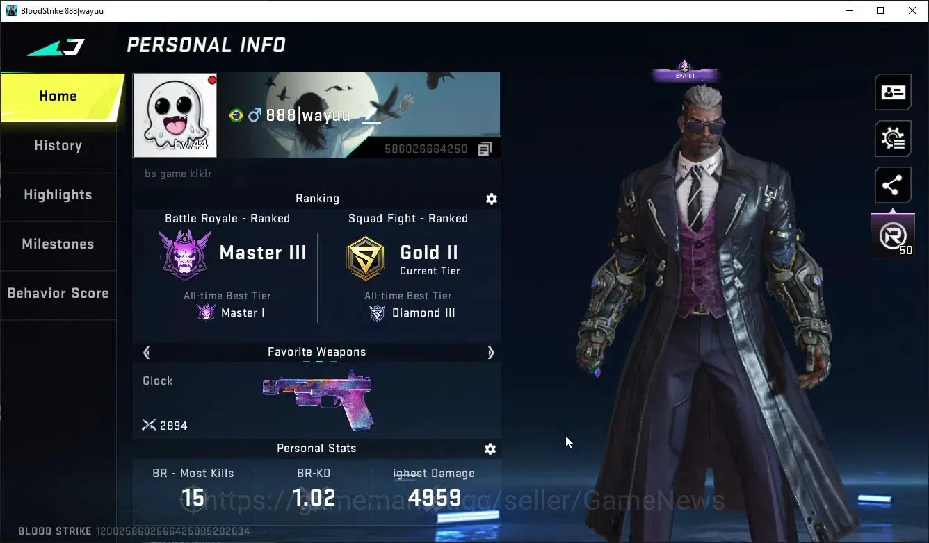 Blood Strike Accounts - Asia Eternal Deagle Scorpion C | GameMarket.gg