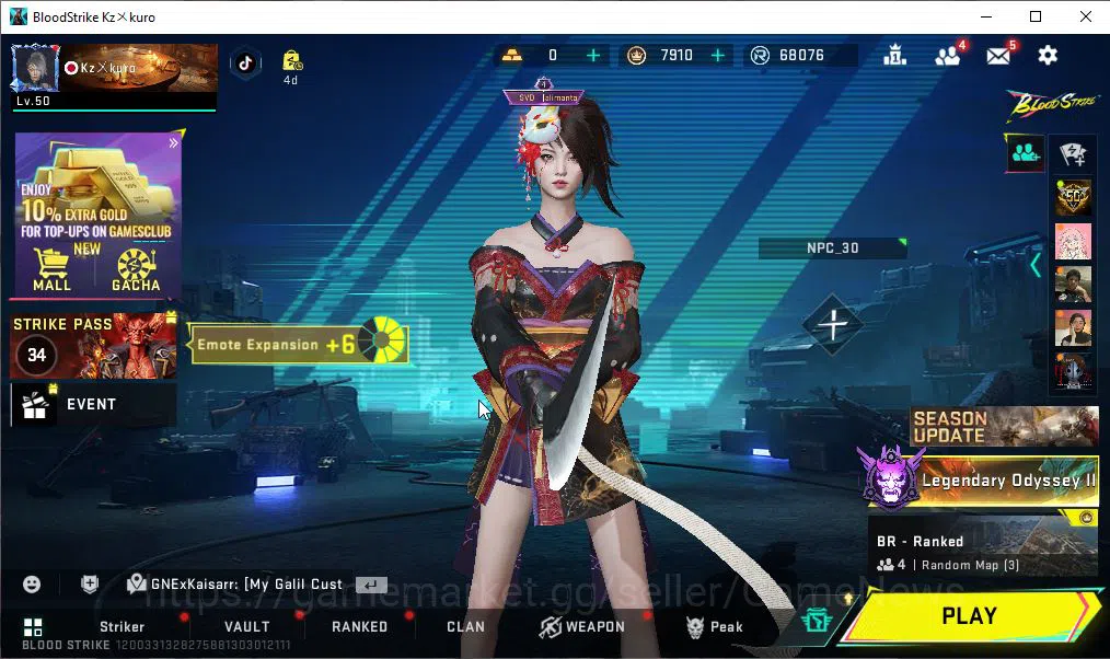 Blood Strike Accounts - Asia 5 Eternal Collab Ak47 Ove | GameMarket.gg
